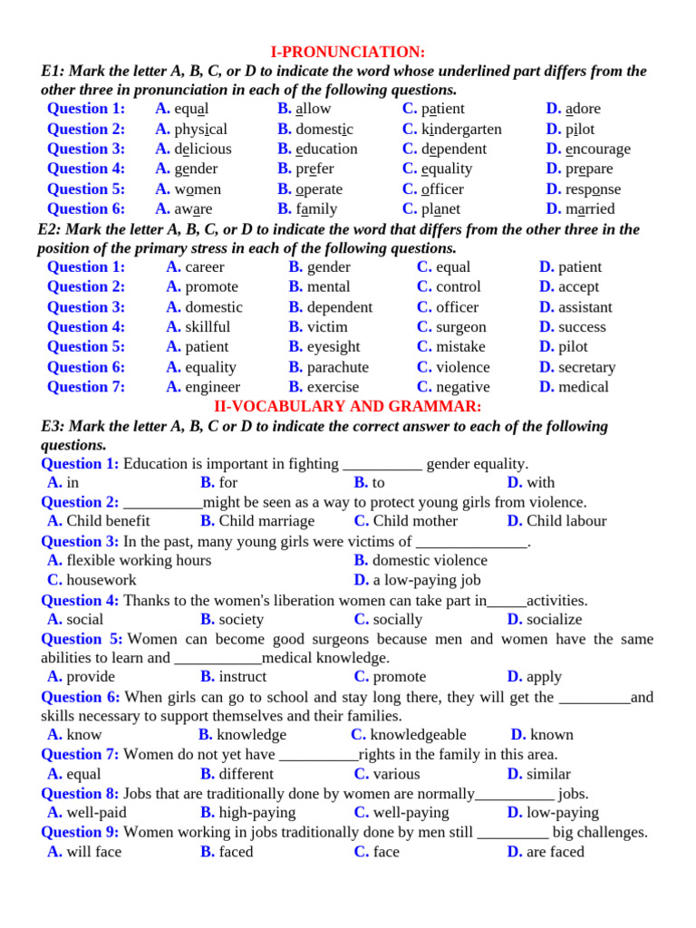 Ta9 Unit 6 (Gender Equality) | PDF | Gender Inequality | Gender Studies