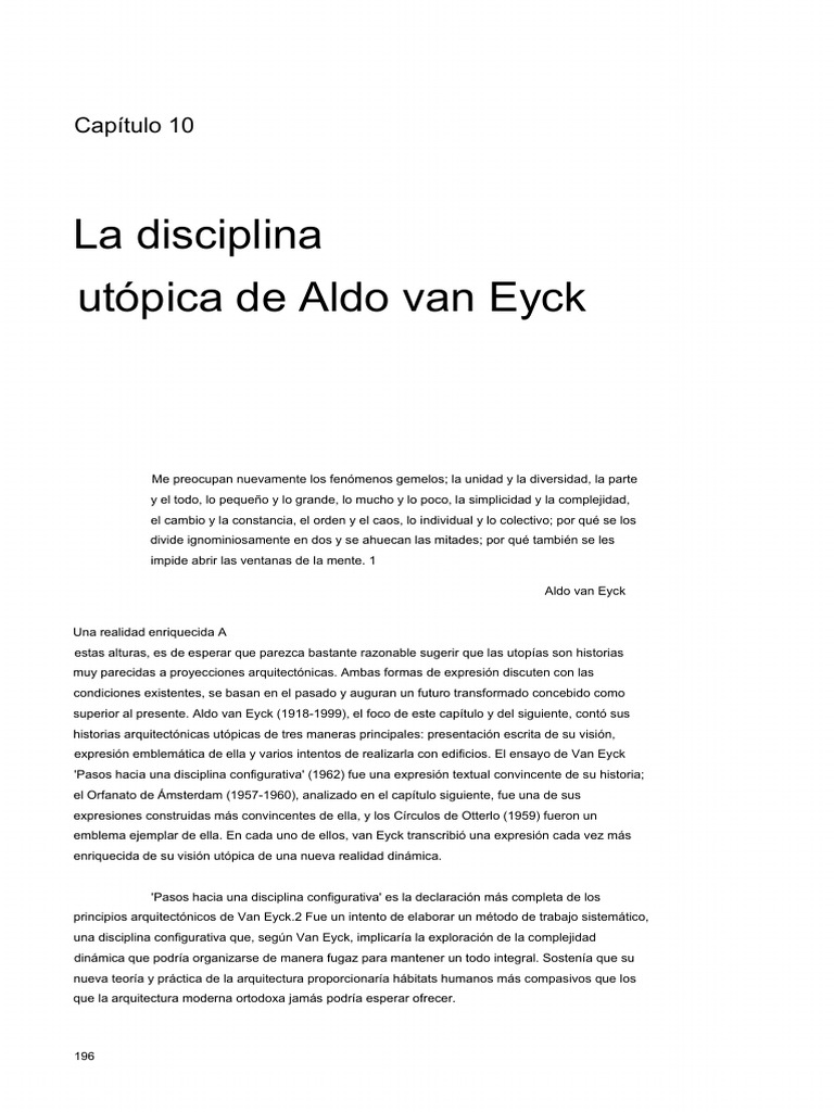 Chapter 10 Aldo Van Eyck's Utopian Discipline (ES) | PDF | Pensamiento | Hora