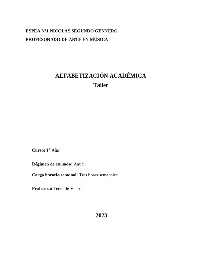 Alfabetización Académica 2023 Proyecto Cat | PDF | Maestros | Literatura
