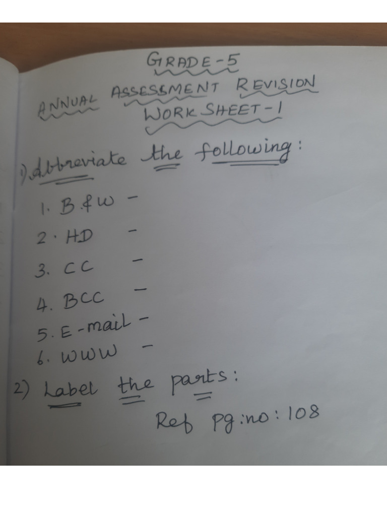 Grade 5 ICT worksheet-1 | PDF