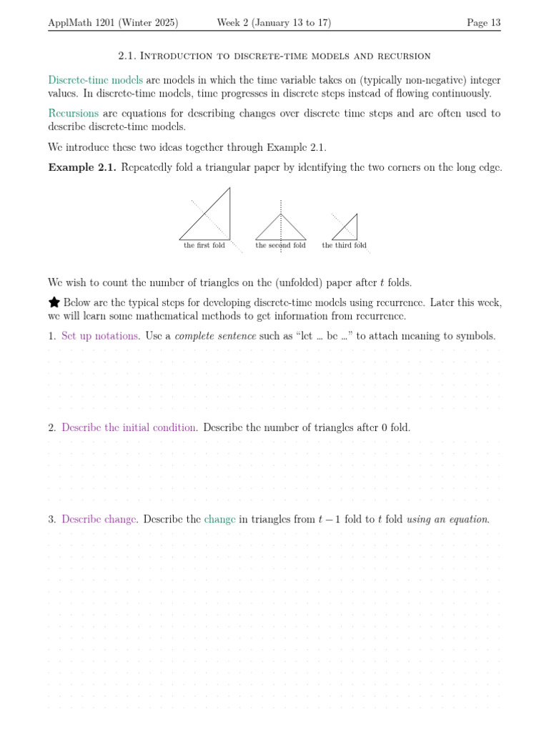 ApplMath 1201B W25 Week2 | PDF | Recurrence Relation | Function (Mathematics)