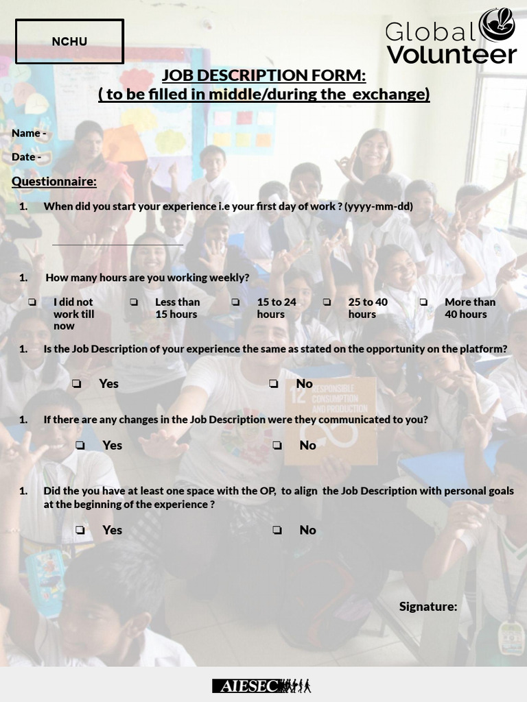Aiesec in Nchu Igv Jd Form | PDF