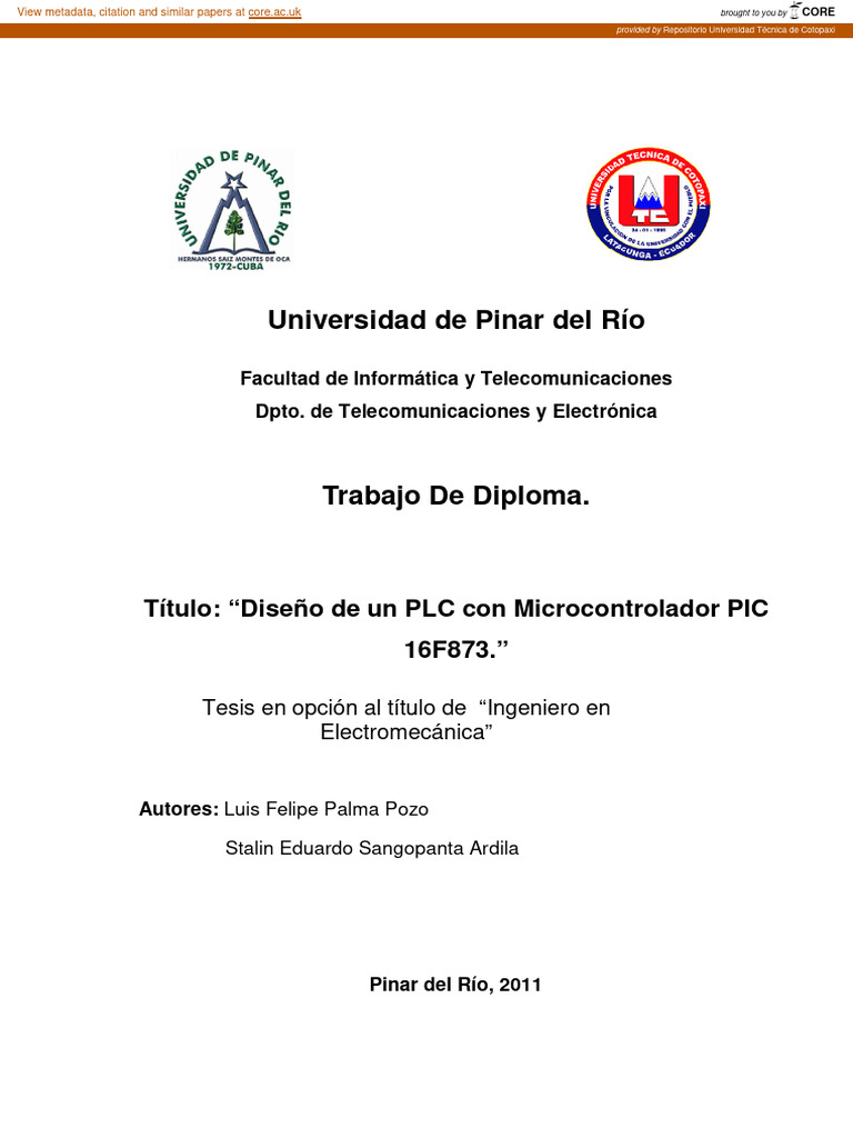 Diseno de Un PLC Con Microcontrolador PI | PDF | Controlador lógico ...