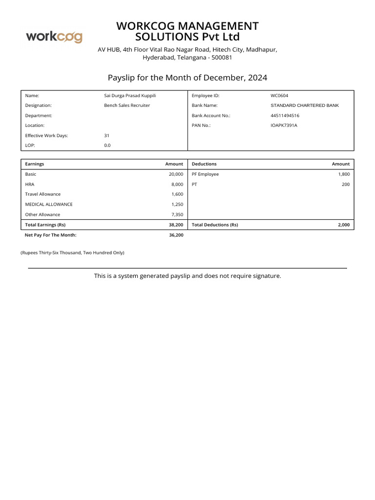 December 2024 Payslip for Sai Kuppili | PDF