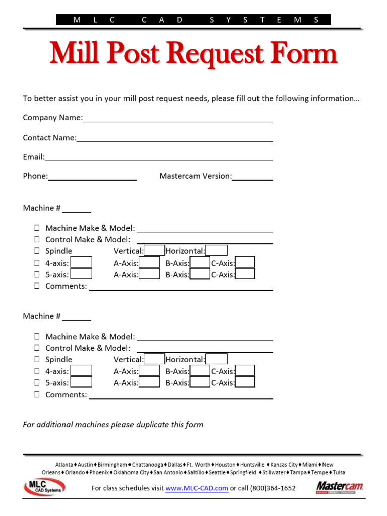 Mill Post Request Form MC Fillable | PDF