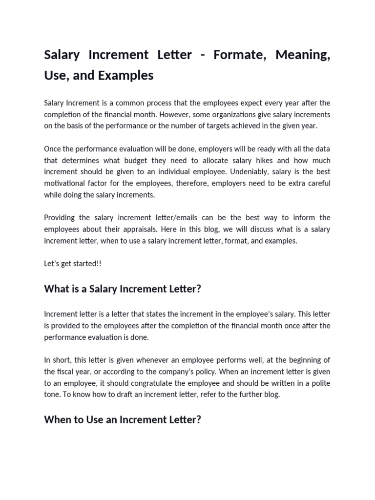 Salary Increment Letter | PDF | Salary | Performance Appraisal
