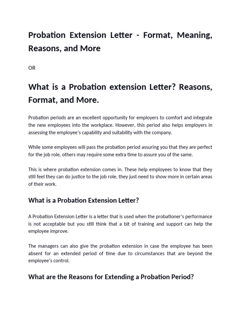 Probation Extension Letter | PDF | Employment | Probation