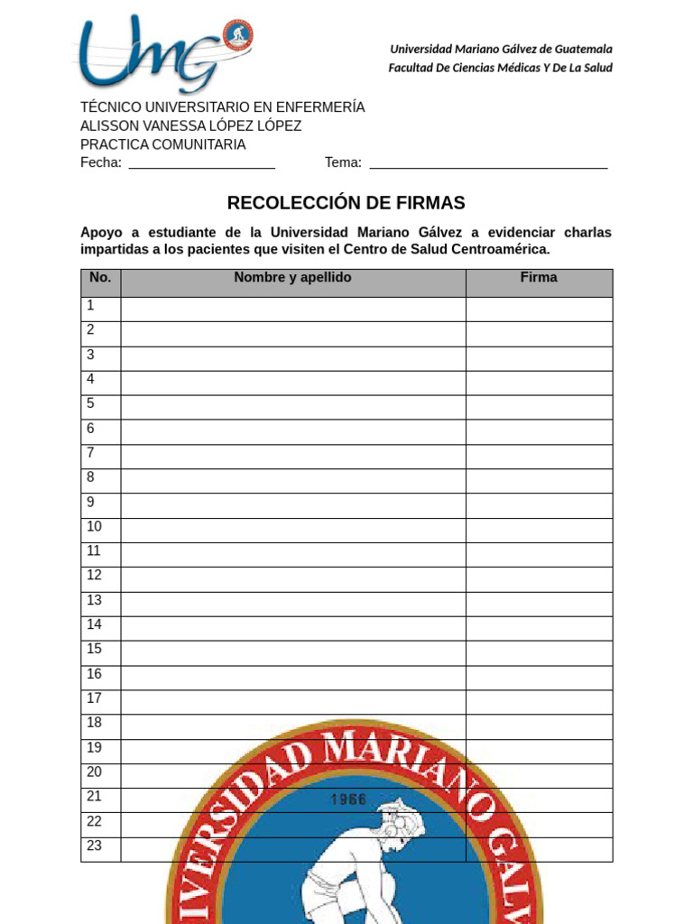 Recolección de Firmas en Centro de Salud | PDF