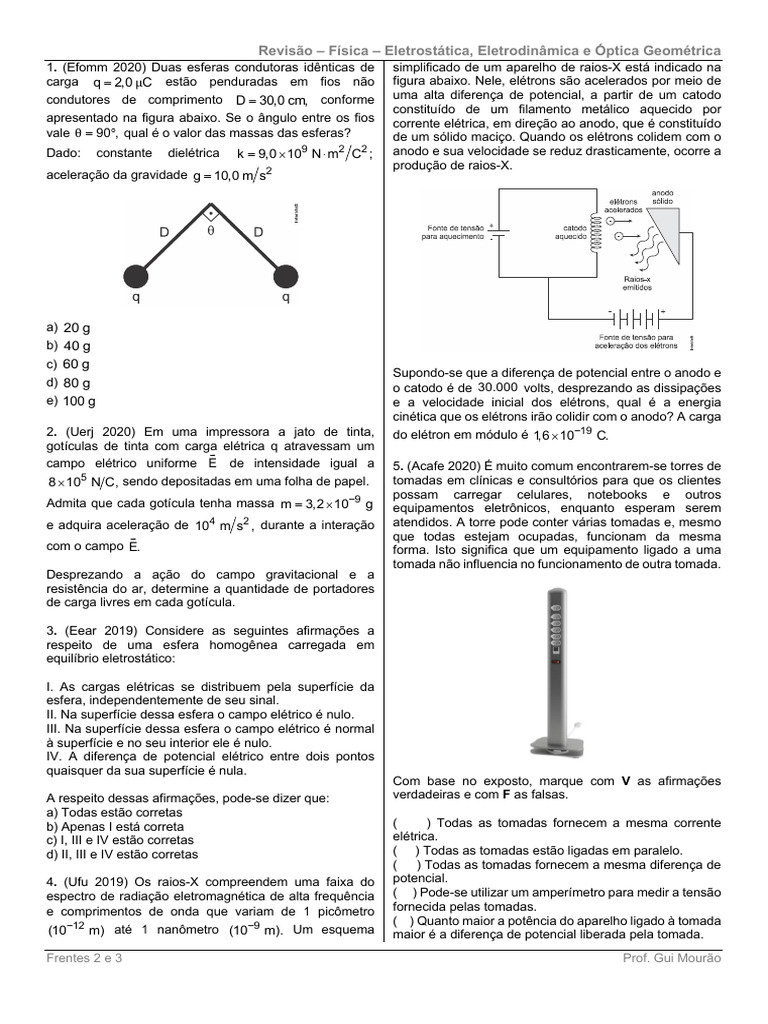 Revisão de Férias Fís Gui | PDF | Espelho | Eletricidade