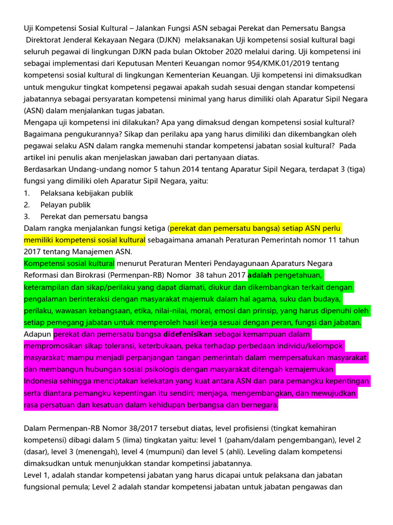 Contoh Soal Pemetaan ASN Berbasis CAT 1 | PDF