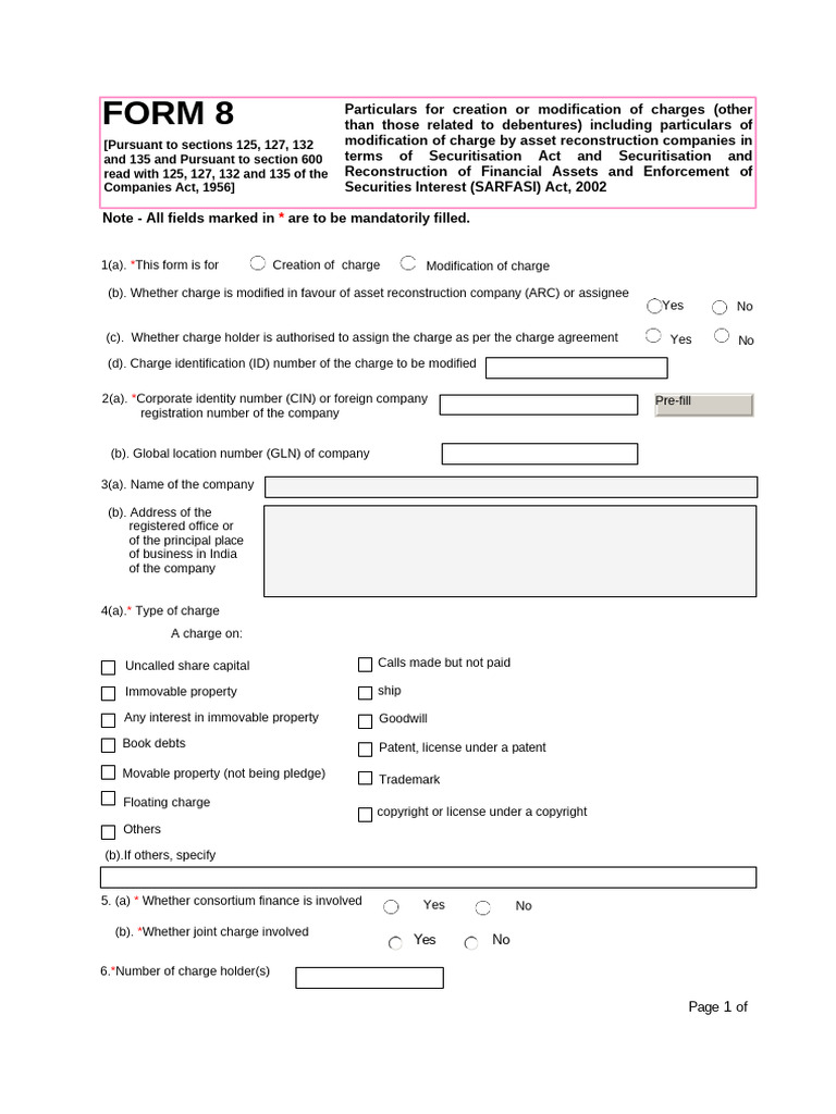 17 - FORM NO. 8 Modification of charges | PDF | Copyright | Private Law