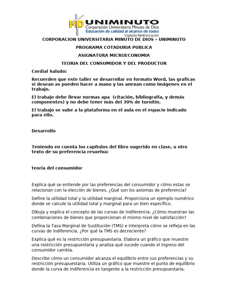 Universidad Minuto de Dios | PDF | Costo marginal | Economias