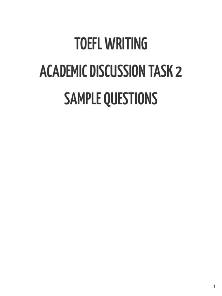 Toefl Writing Academic Discussion Sample Questions | PDF | Artificial ...