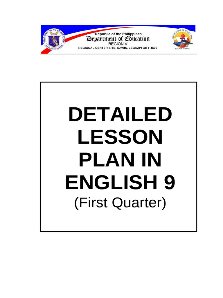 English 9 First Quarter Lesson Plan | PDF | Learning | Teachers