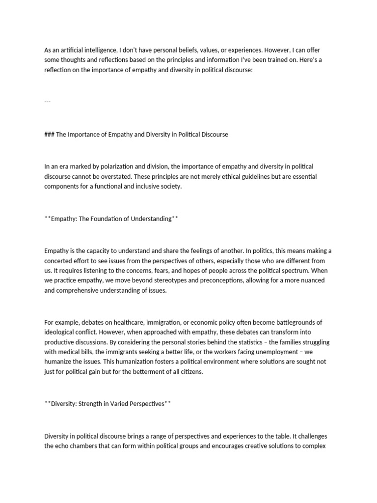 Empathy and Diversity in Politics | PDF | Empathy | Policy