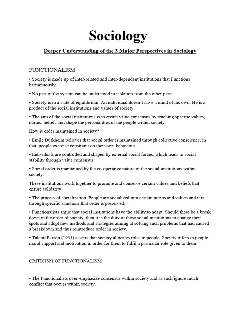 Understanding The 3 Major Perspectives | PDF | Marxism | Society