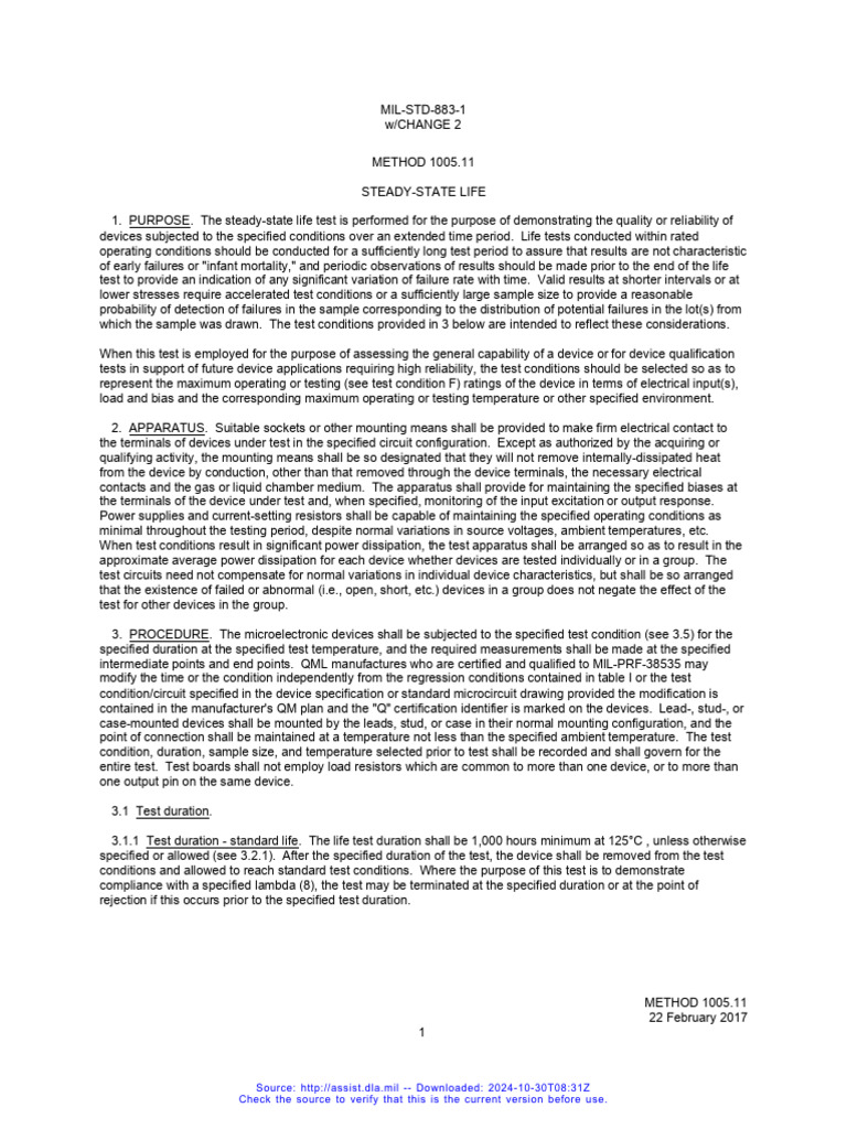 Steady-State Life Testing in MIL-STD-883 | PDF | Electrical Connector ...