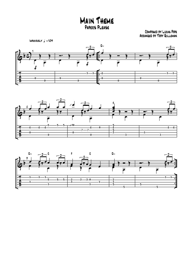 Main Theme (Papers Please) - Lucas Pope | PDF