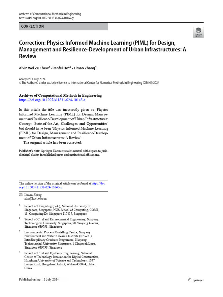 Correction Physics Informed Machine Learning PIML for Design, | PDF