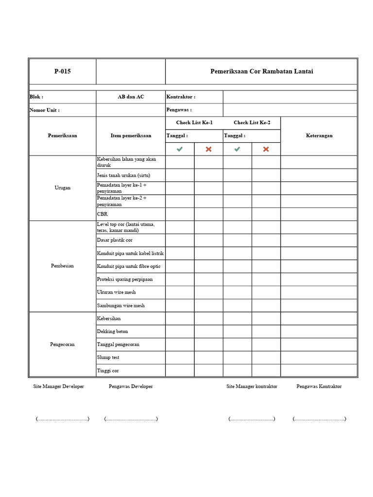 Form Checklis Rabat | PDF