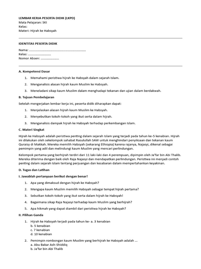 Hijrah ke Habsyah: Sejarah dan Pembelajaran | PDF