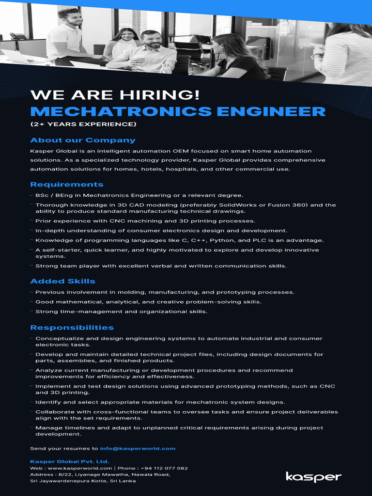 Mechatronics Engineer - Vacancy AD (Jan-2025) | PDF