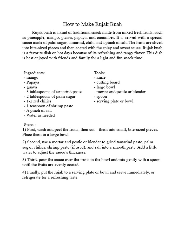 How To Make Rujak Buah | PDF