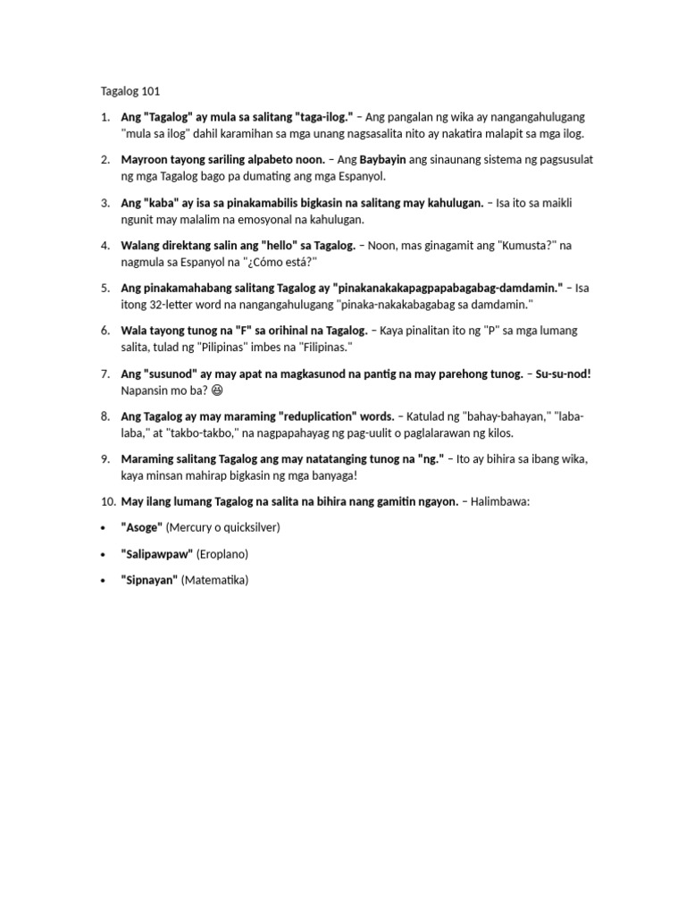 Tagalog 101 | PDF