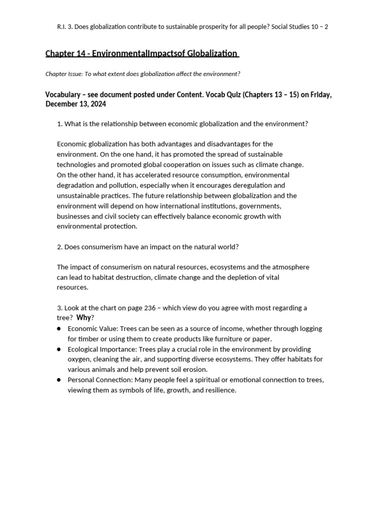 Globalization's Environmental Impact | PDF | Sustainability | Natural ...