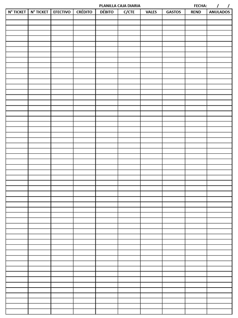 Planilla Caja Diaria PDF | PDF