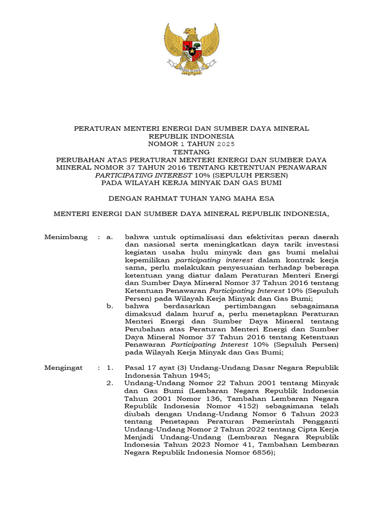 Permen Esdm 1 2025 | PDF