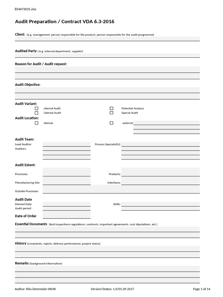VDA 6.3 Audit Report Template 2016 | PDF | Audit | Business