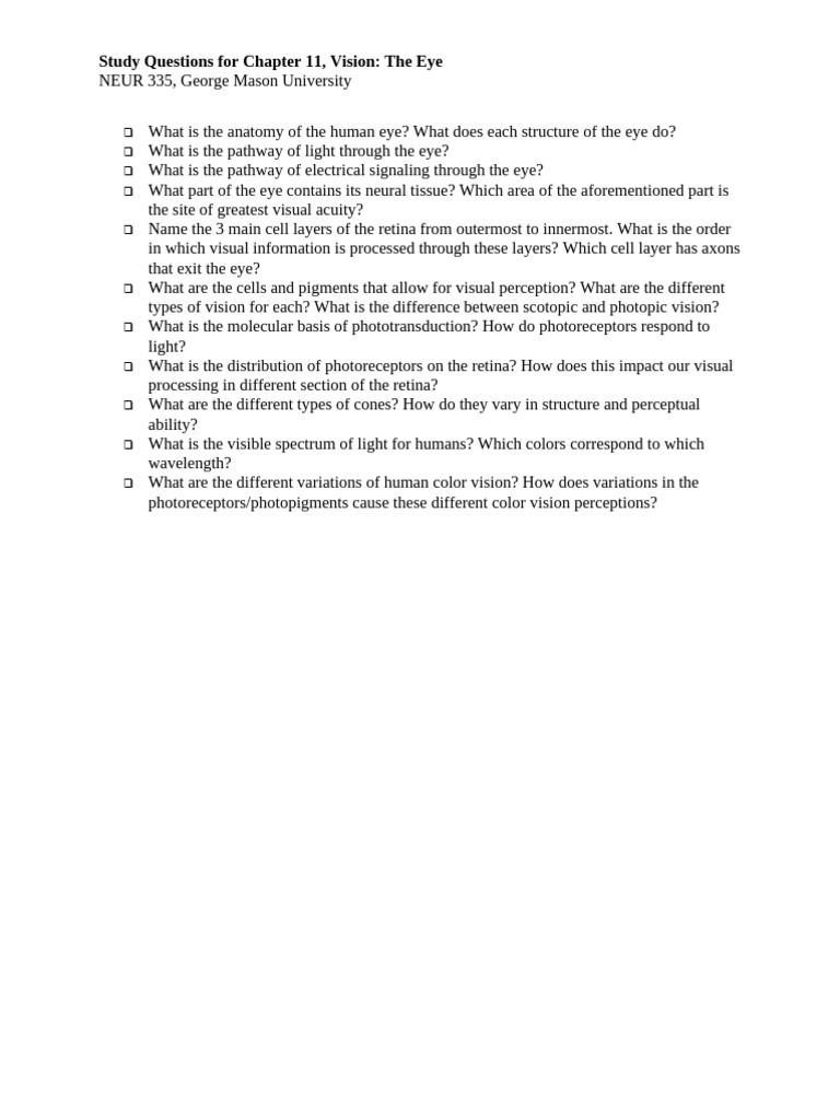 Chapter 11: Human Eye Anatomy & Vision | PDF