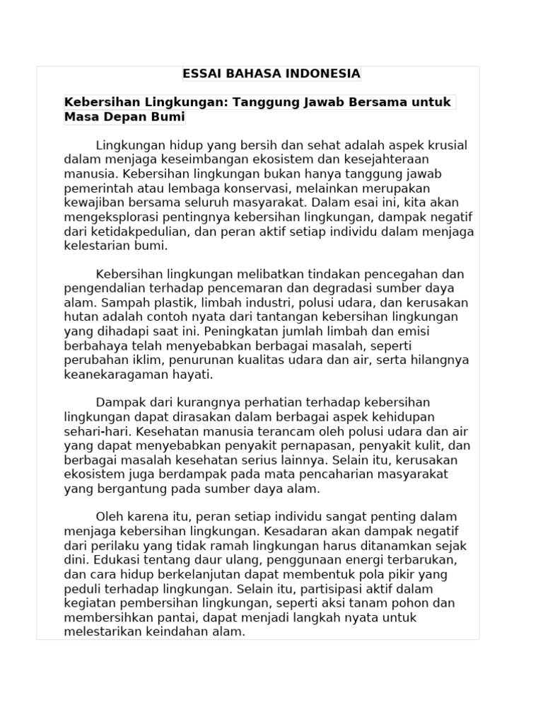 ESSAI BAHASA INDONESIA | PDF