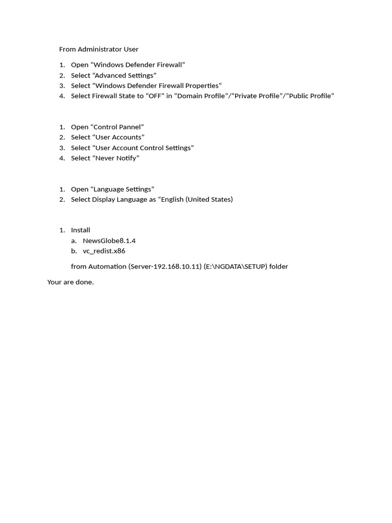 NRCS (NewsGlobe) ) Client Installation | PDF