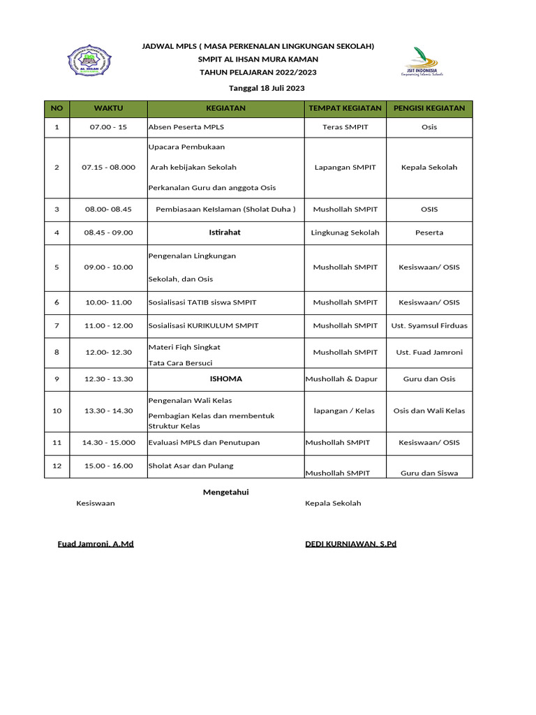 Jadwal MPLS 2022 | PDF