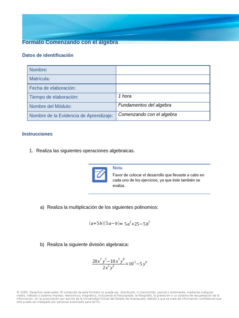 FAL EA1 Formato Algebra | PDF | Álgebra abstracta | Matemáticas