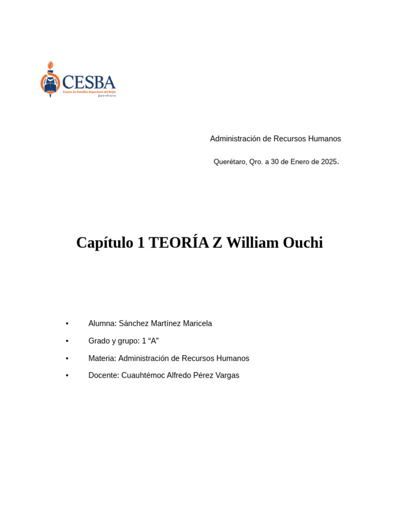 Teoría Z de William Ouchi: Claves y Beneficios | PDF | Gestión de ...