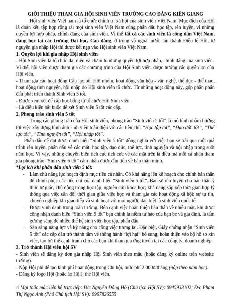 1 - Gioi Thieu Hoi SV | PDF