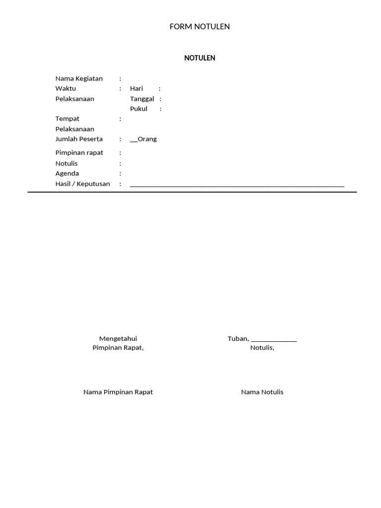 Formulir Notulen Rapat | PDF