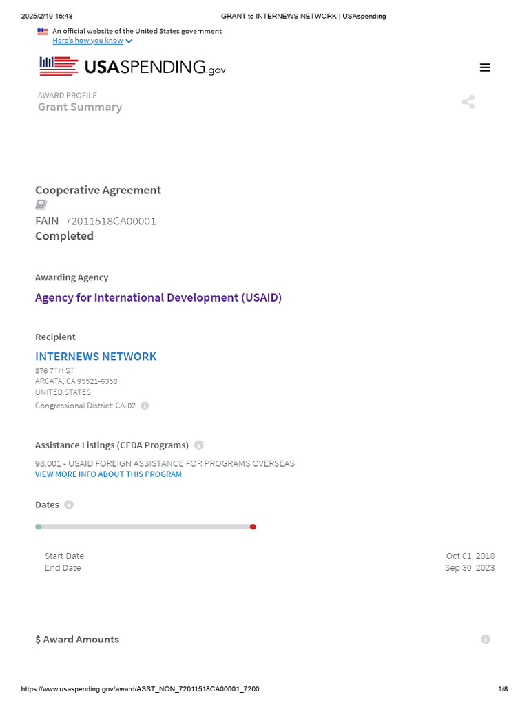 GRANT To INTERNEWS NETWORK - USAspending | PDF | United States Agency ...