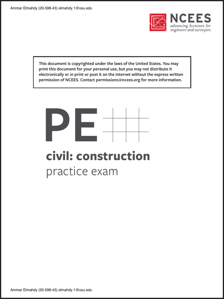 PE Civil - Construction Ebook Practice Exam-2059843 | PDF | Concrete ...