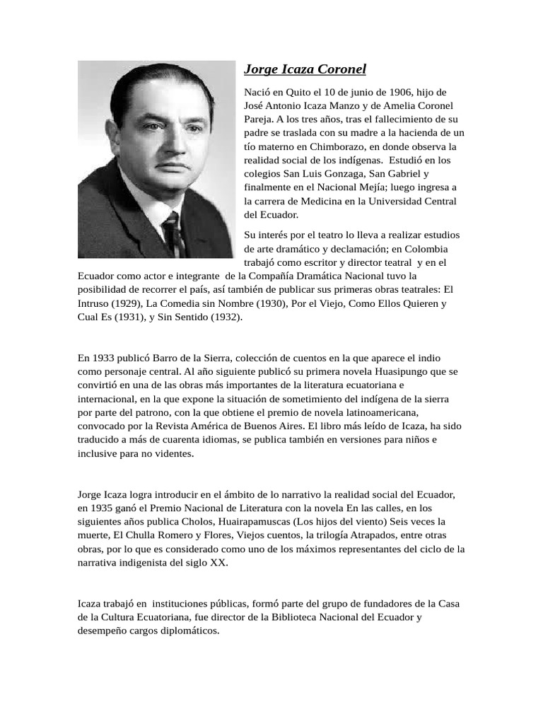 Documento Jorge Icaza | PDF
