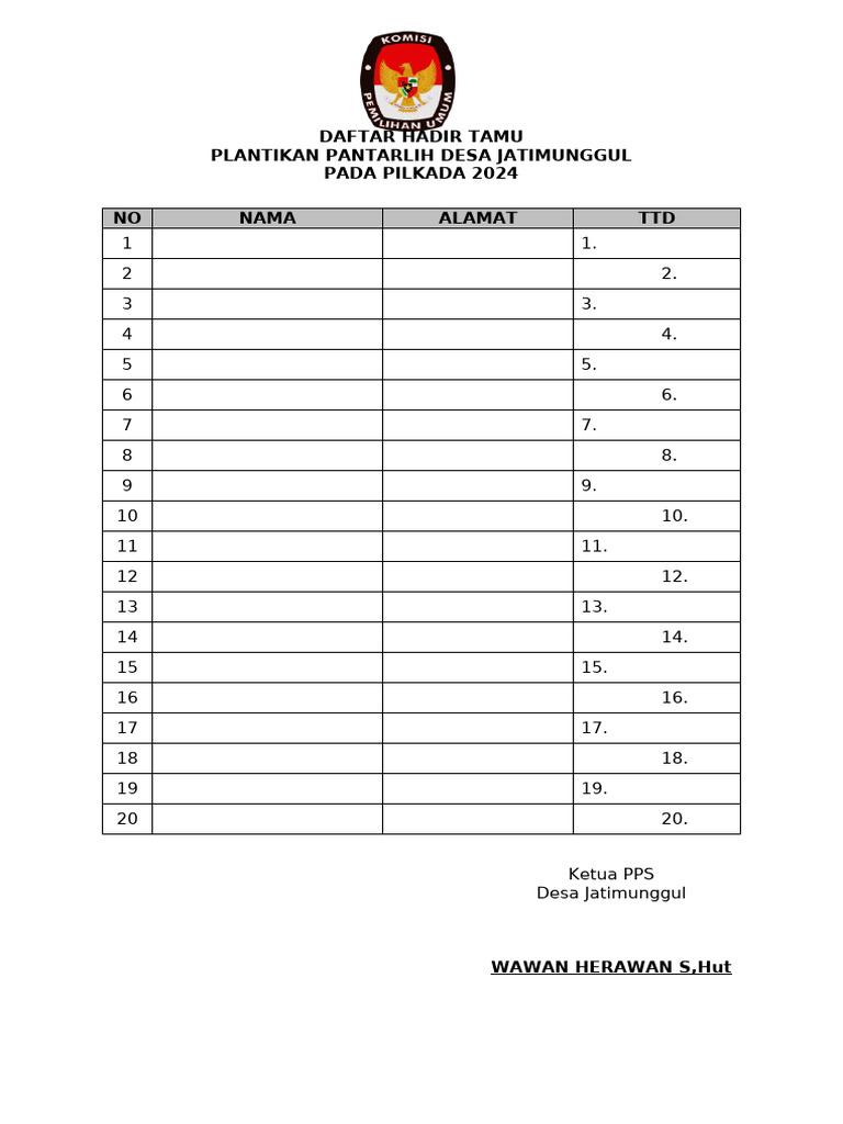 Daftar Hadir Tamu | PDF