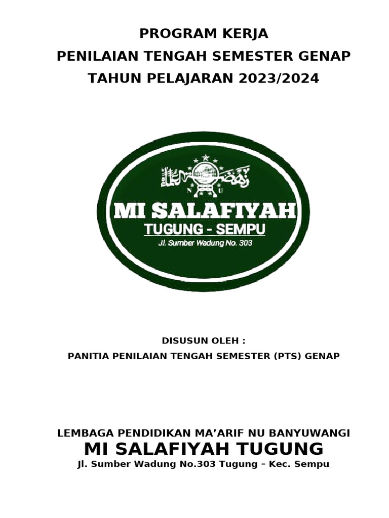 Program Kerja Pts Genap 2023-2024 | PDF