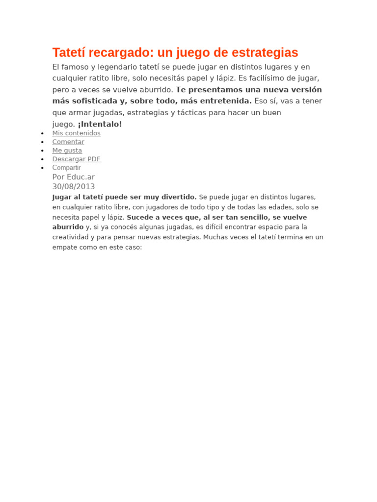 Tatetí Estratégico: Nueva Versión | PDF
