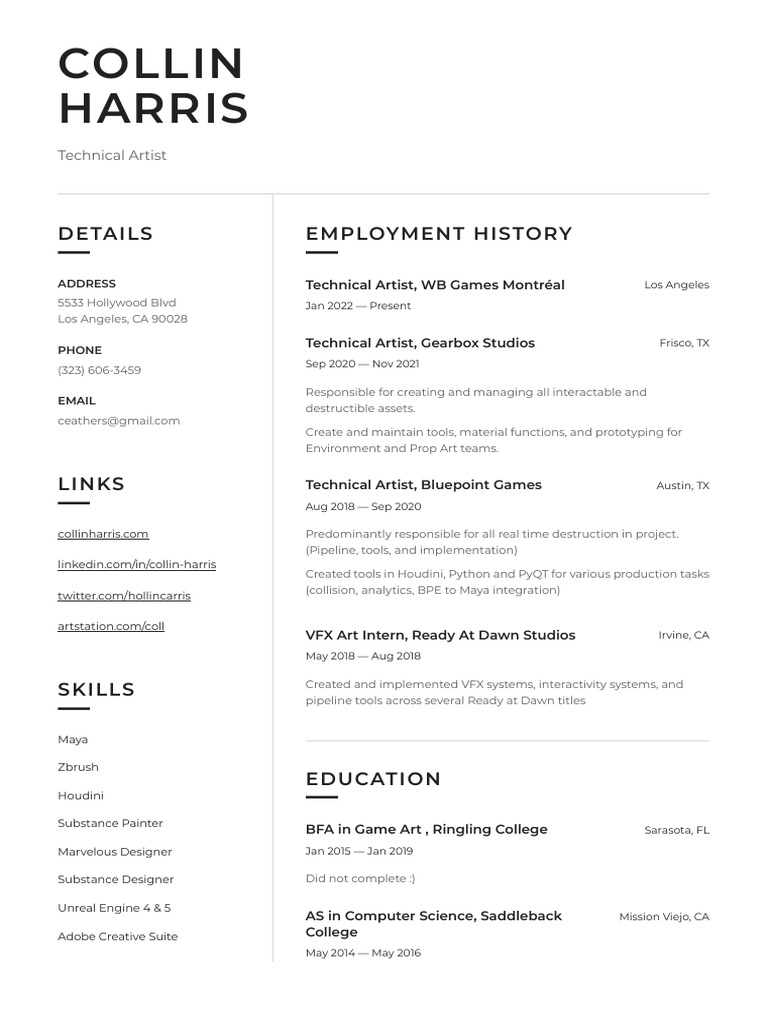 Collin Harris - Technical Artist | PDF