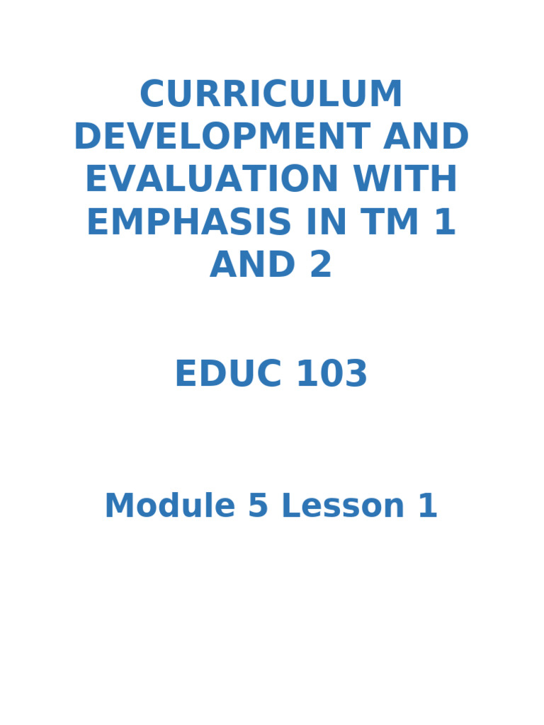 Module 5 Lesson 1 - Educ 103 | PDF | Curriculum | Teachers