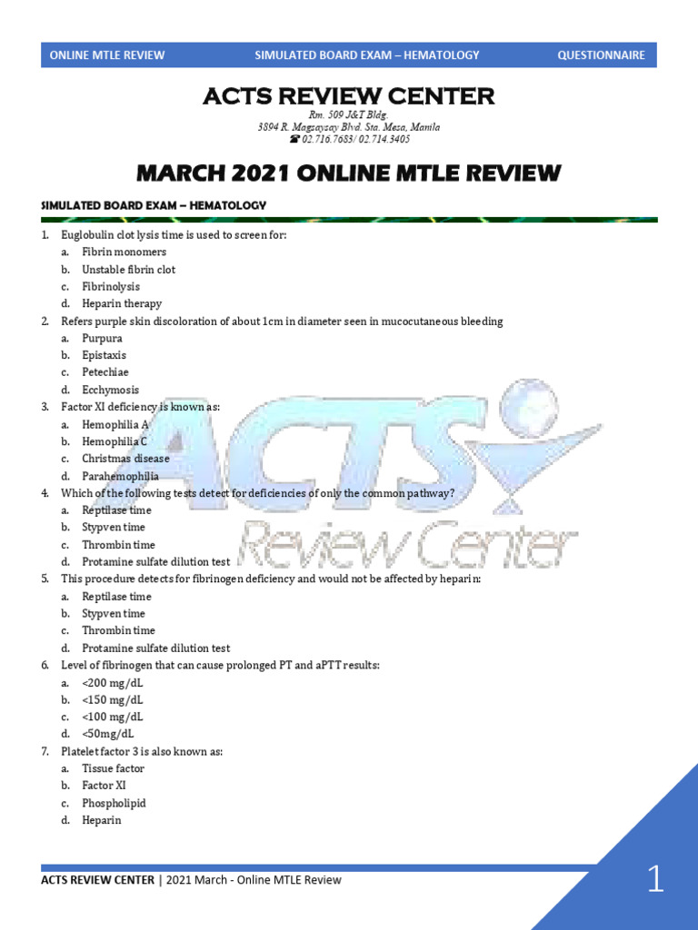 SBE Hema (Questionnaire) | PDF | Coagulation | Anemia
