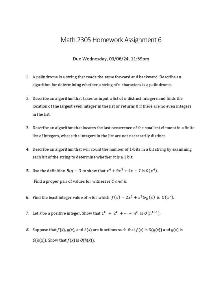 Math 2305 Homework Assignment 6 | PDF